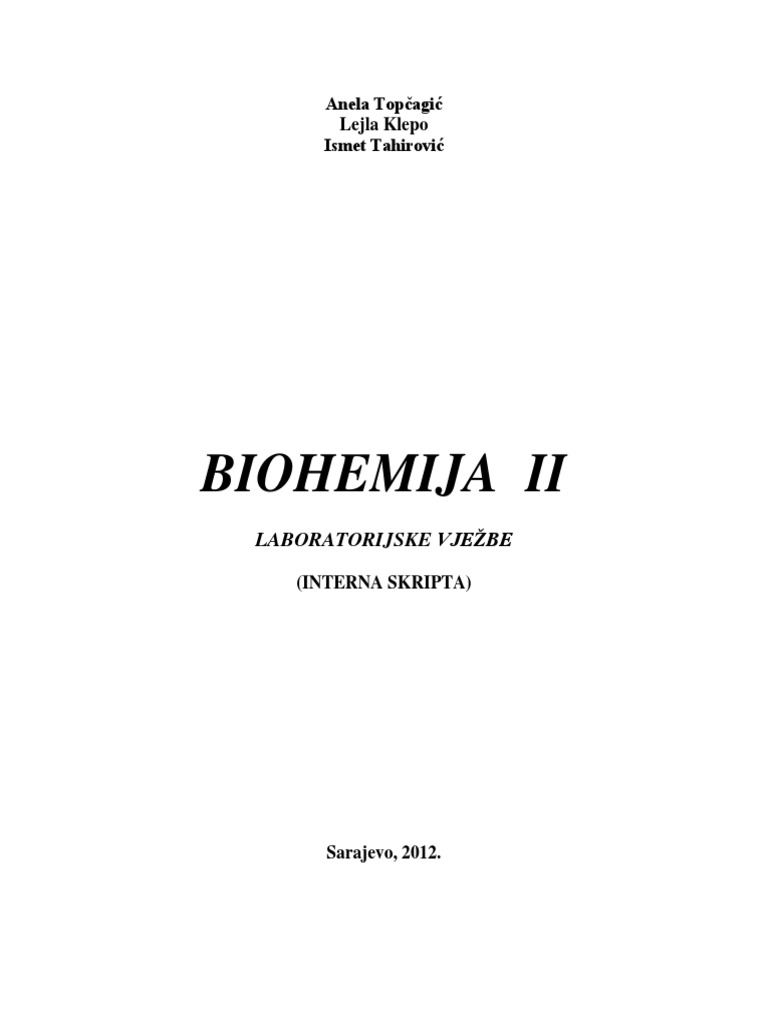 Biohemija II Praktikum 2014 2015 | PDF