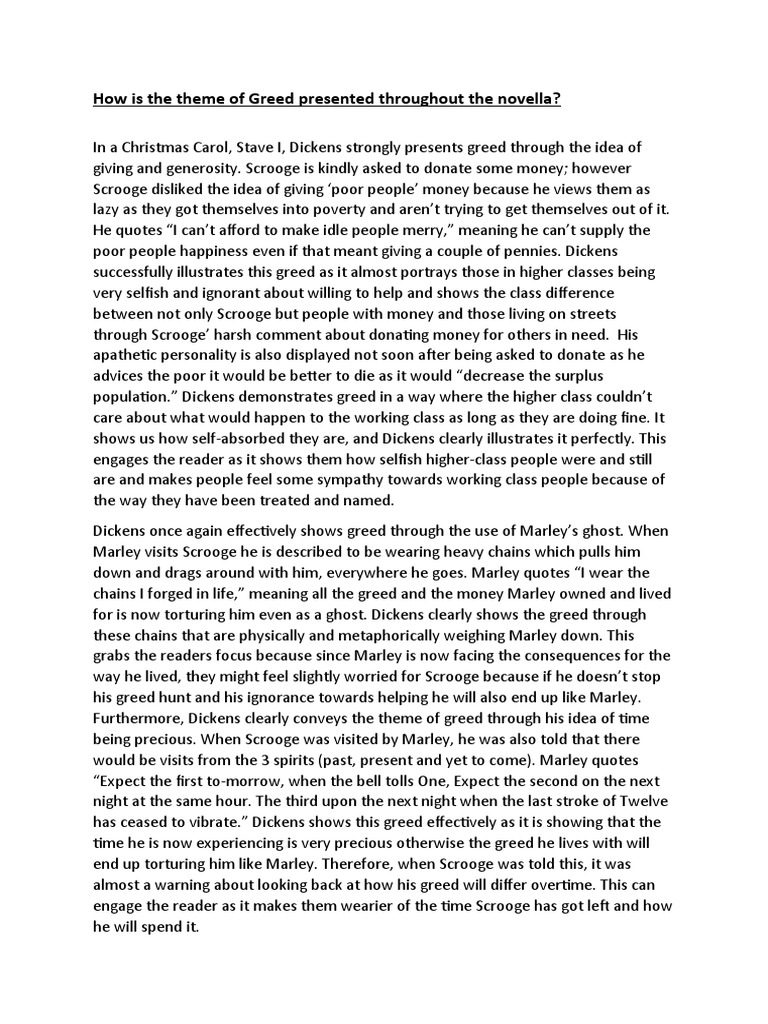 Greed in A Christmas Carol Explained | PDF | A Christmas Carol | Christmas