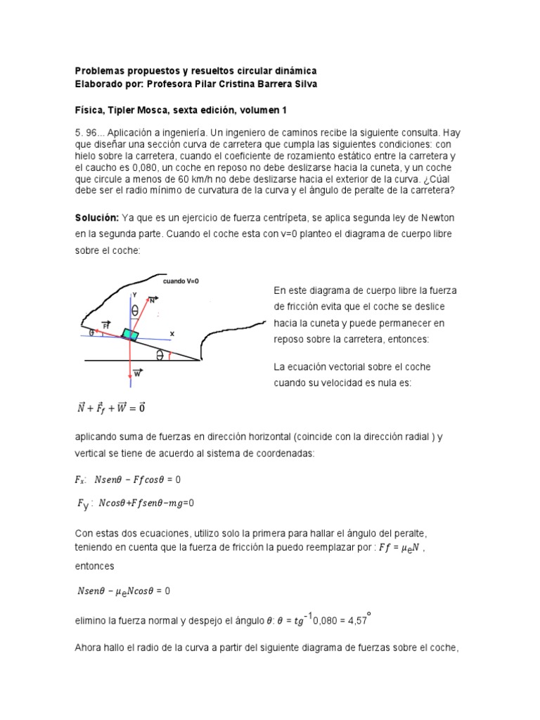 Problemas Propuestos y Resueltos Dinc3a1mica Circular | PDF | Fricción | Fuerza