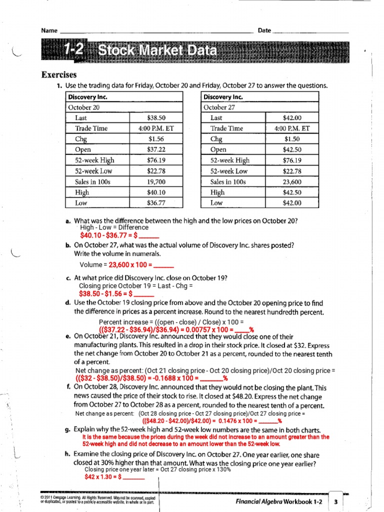 1-2 Stock Market Data | PDF | Market (Economics) | Teaching Mathematics