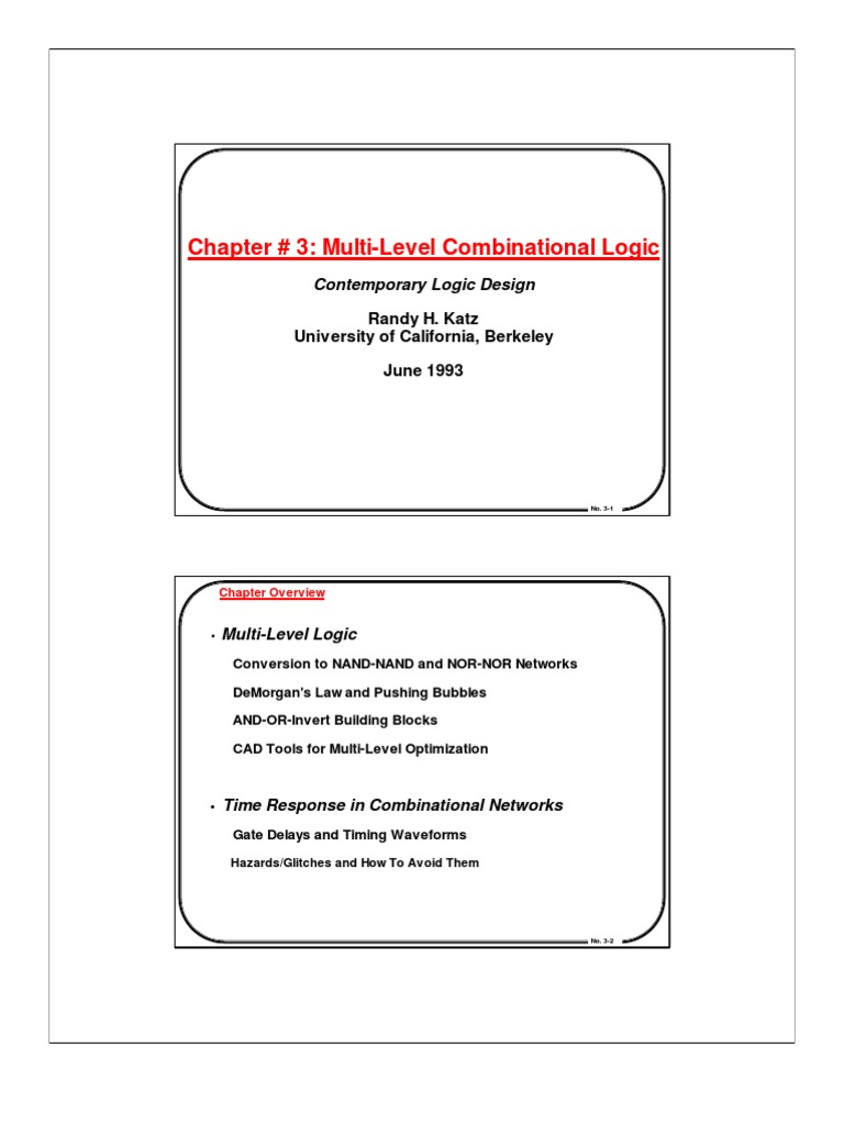 Chapter # 3: Multi-Level Combinational Logic | PDF | Logic Gate | Electronic Circuits