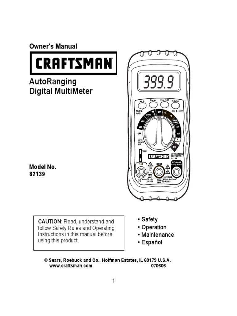 Autoranging Digital Multimeter: Owner'S Manual | PDF | Capacitor | Diode