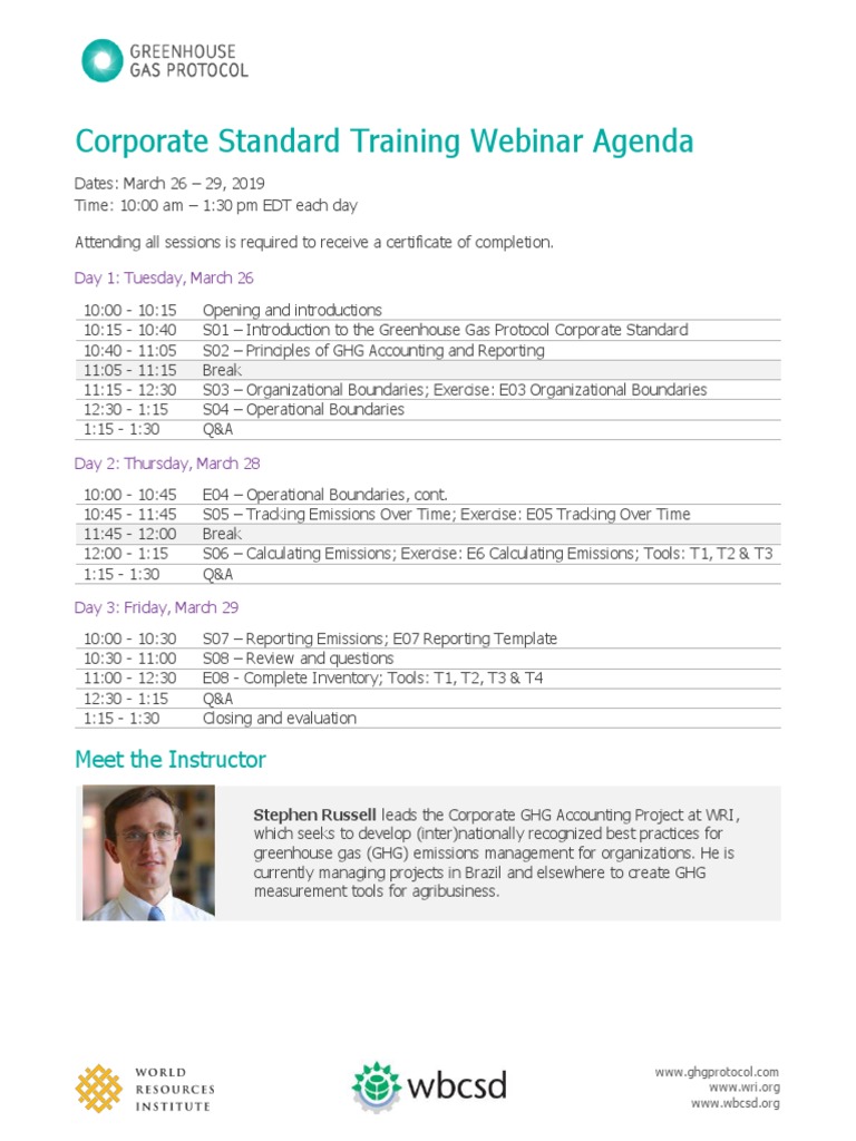 Corporate Standard Training Webinar Agenda - March - 2019 | PDF