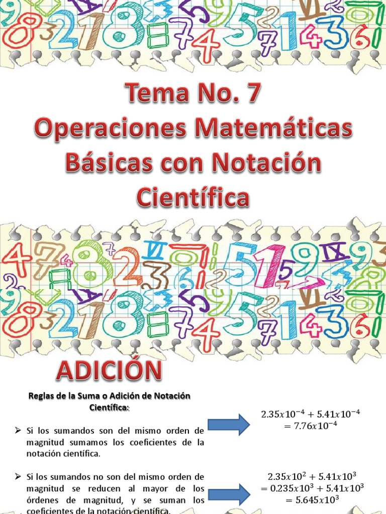 Tema No. 7 Operaciones Con Notación Científica | PDF | Sustracción | Notación