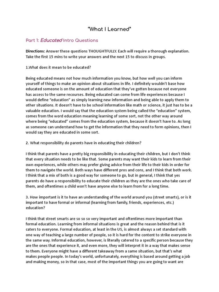 What I Learned Cartoon 1 | PDF | Information | Human Nature