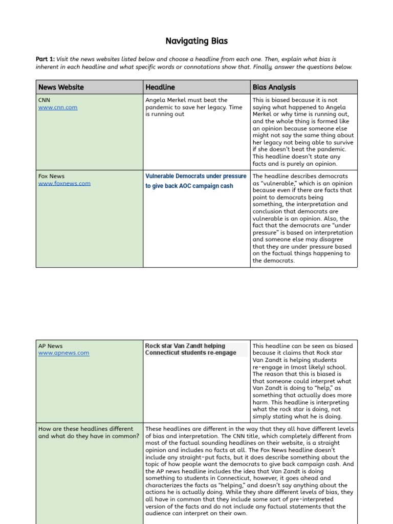 Navigating Bias 1 | PDF | News | Bias