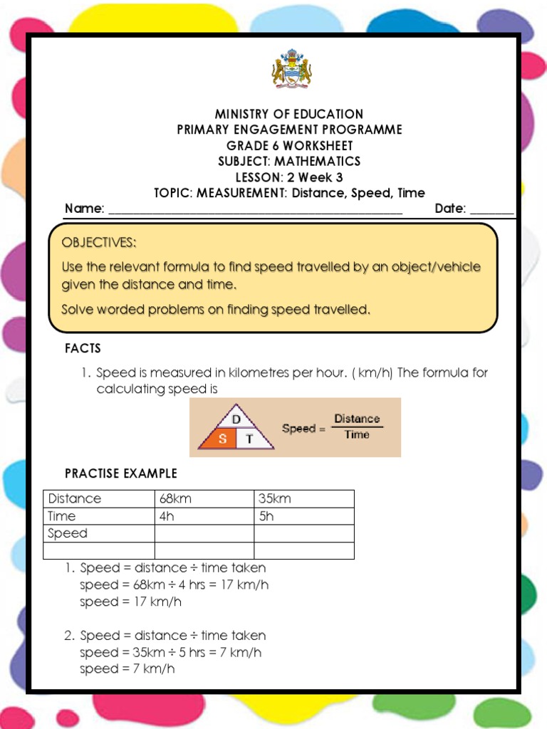Speed Calculation Worksheet for Grade 6 | PDF | Speed | Metrology