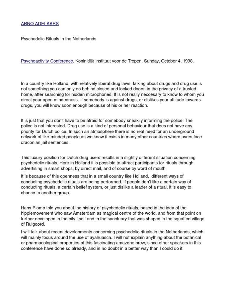 Adelaars - Psychedelic Rituals in The Netherlands | PDF | Ayahuasca ...