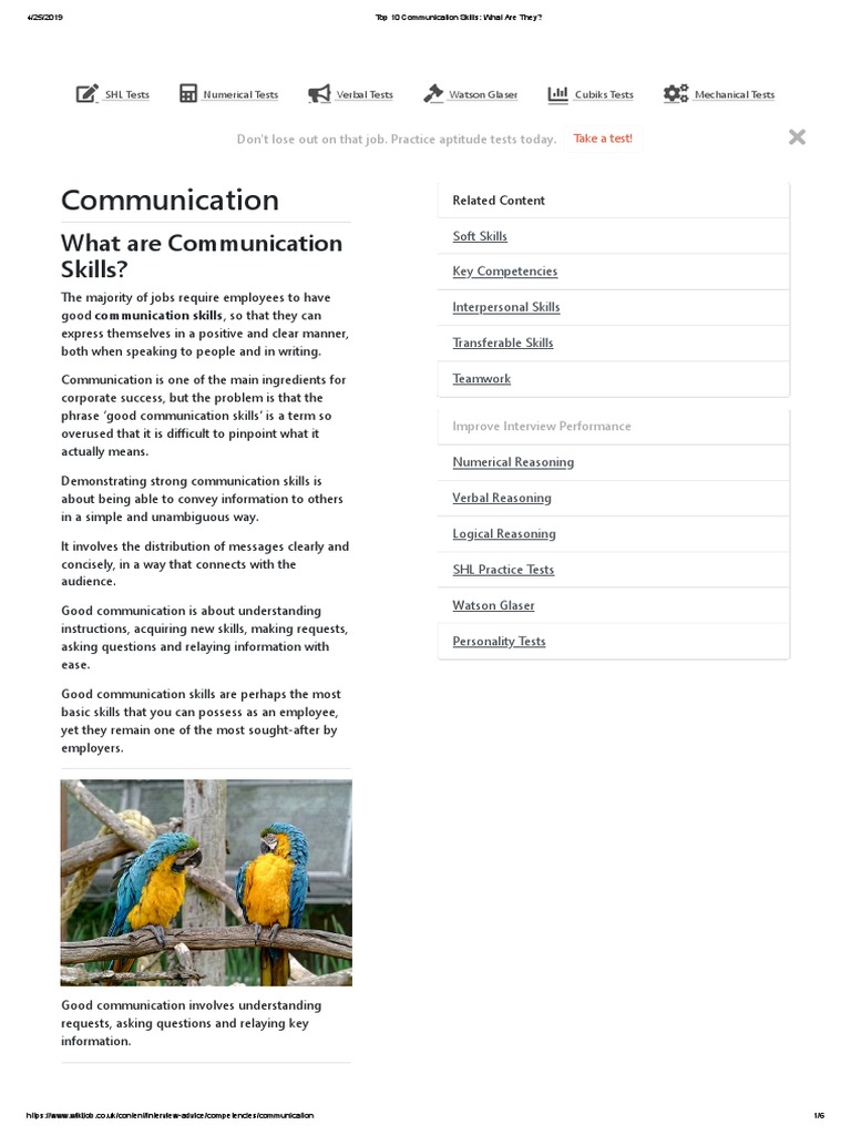 Top 10 Communication Skills - What Are They | PDF | Conversation | Skill