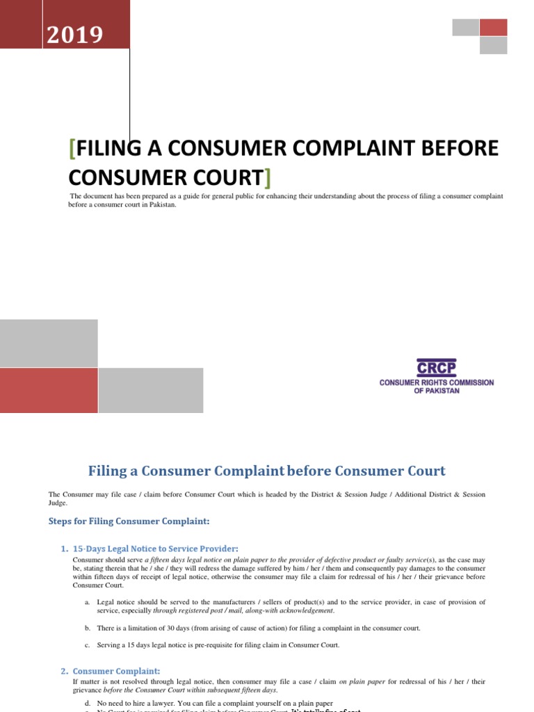 Filing A Consumer Complaint Before Consumer Court | PDF | Complaint ...