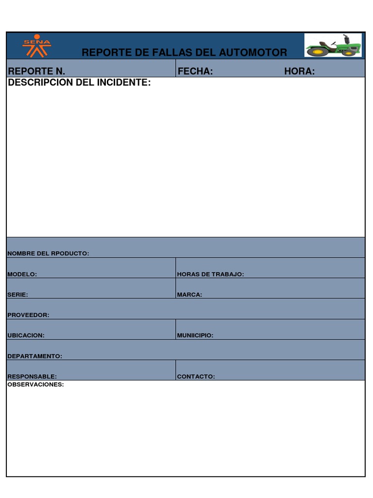 Plantilla Reporte de Fallas-Jose Lorenzo Diaz | PDF