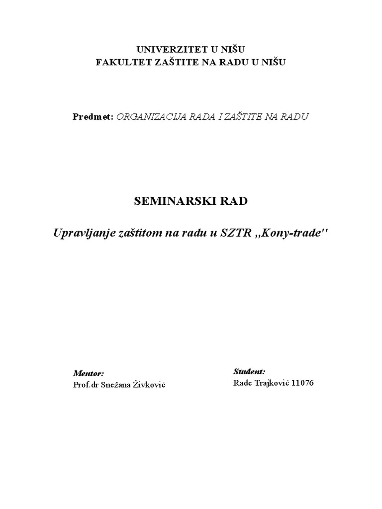 Primer Seminarskog Rada | PDF