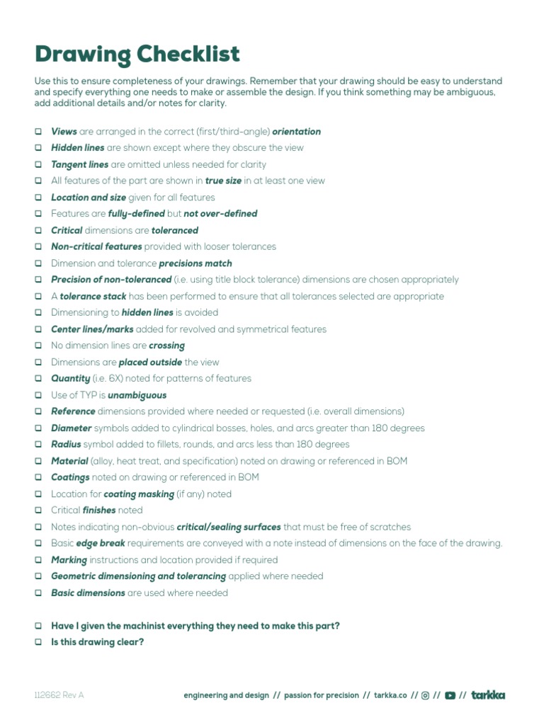 Drawing Checklist | PDF