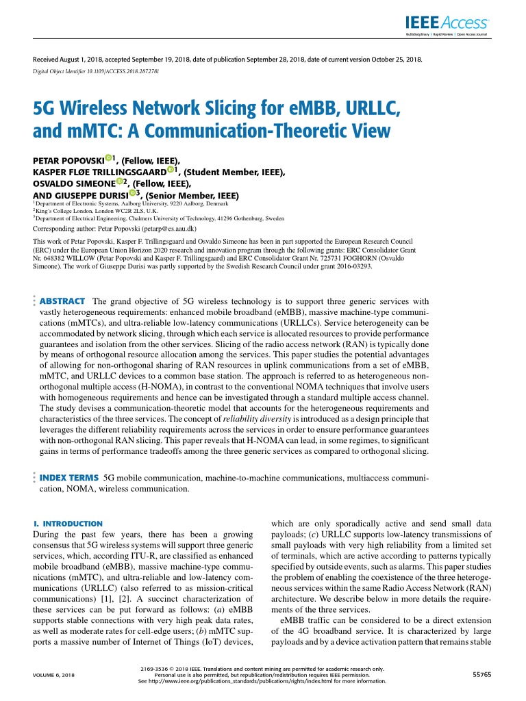 5G Wireless Network Slicing For eMBB, URLLC, and MMTC - A Communication ...