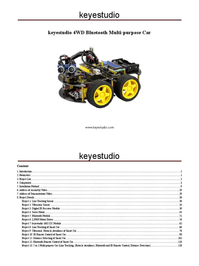 KS0192 Keyestudio 4WD Bluetooth Multi-Functional Car-1 | PDF ...