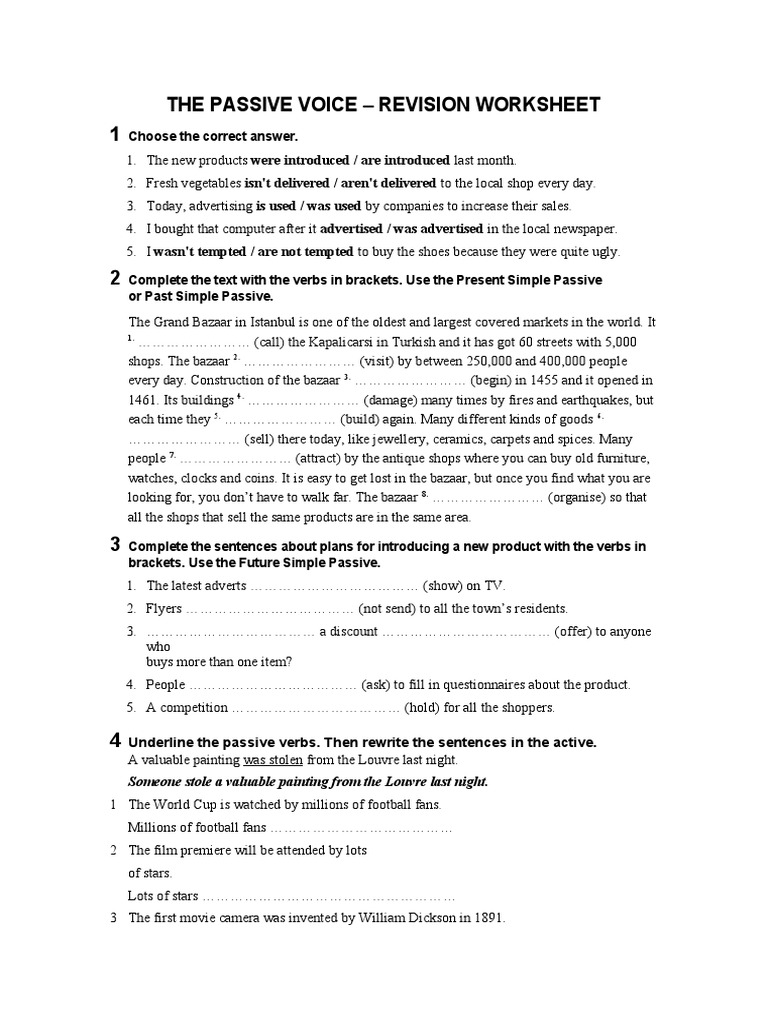 The Passive Voice - Revision Worksheet | PDF | Marketing | Business