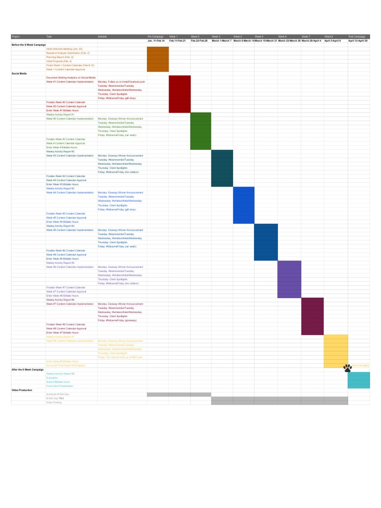 Gantt Chart MBT Spring 2021 | Communication | Business