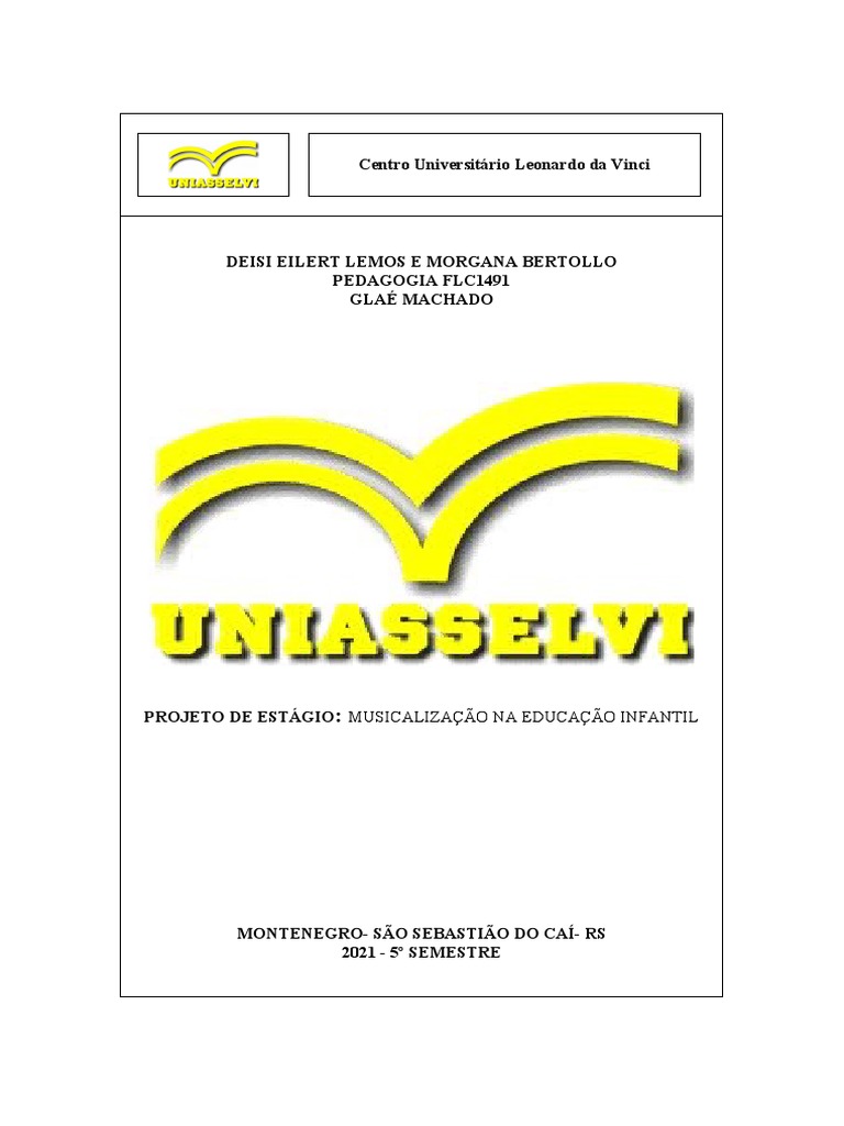 Projeto De Estágio Pronto Pdf Aprendizado Pedagogia