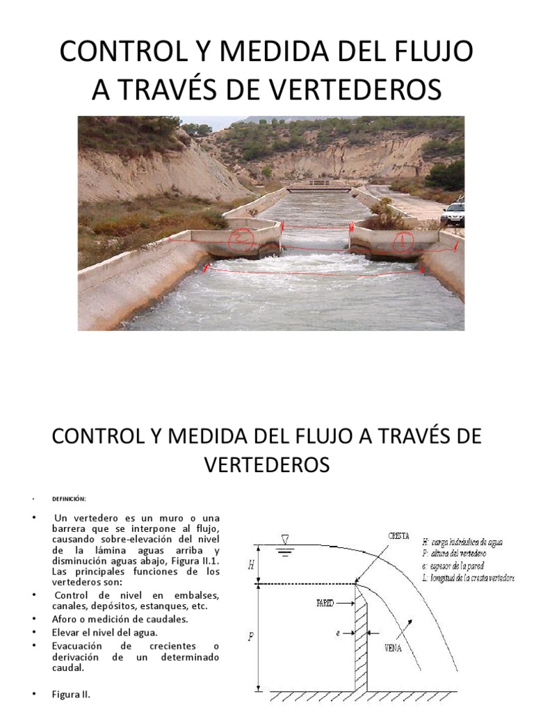 Control y Medida Del Flujo A Través de Vertederos | PDF | Descarga (hidrología) | Hidrología
