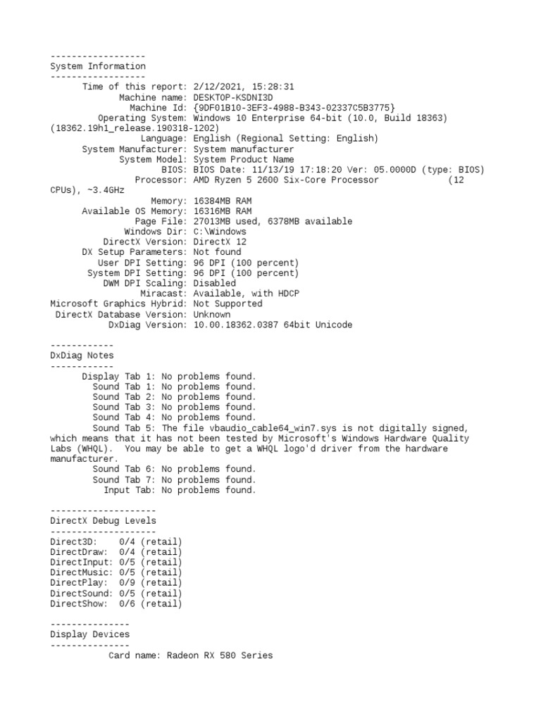 Beamng Dxdiag | PDF | Device Driver | Usb