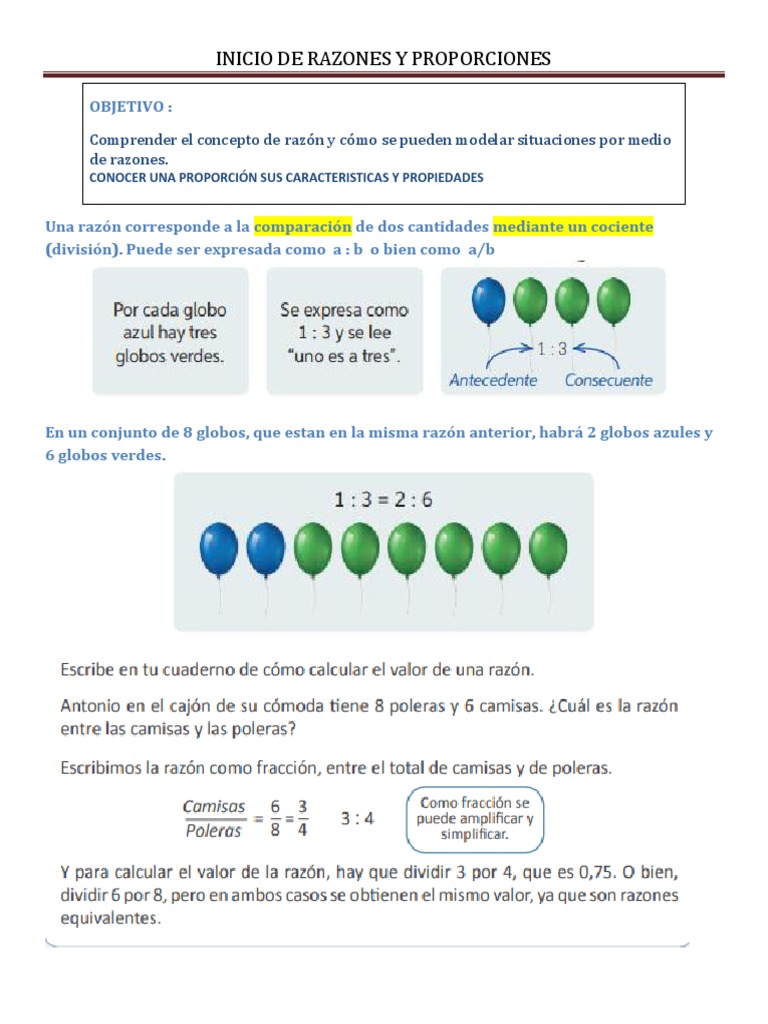 Guia Inicio Razones y Proporciones | PDF | Métodos y materiales de ...