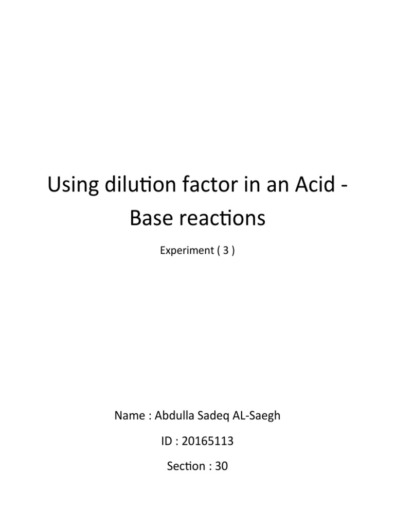 Chemistry Lab: Acid-Base Dilution | PDF | Sodium Hydroxide | Titration