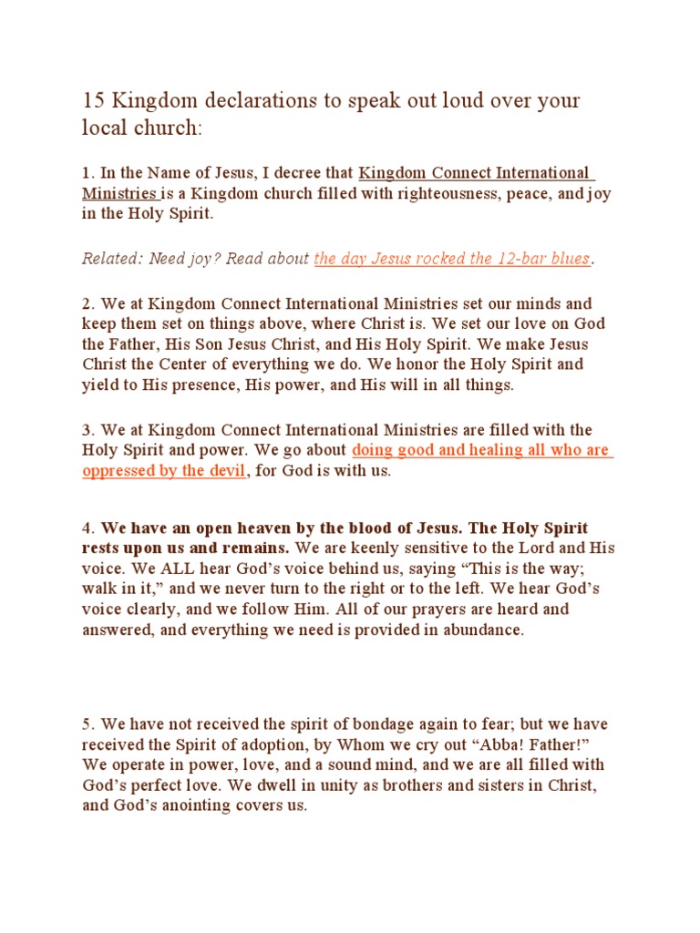 15 Kingdom Declarations To Speak Out Loud Over Your Local Church ...