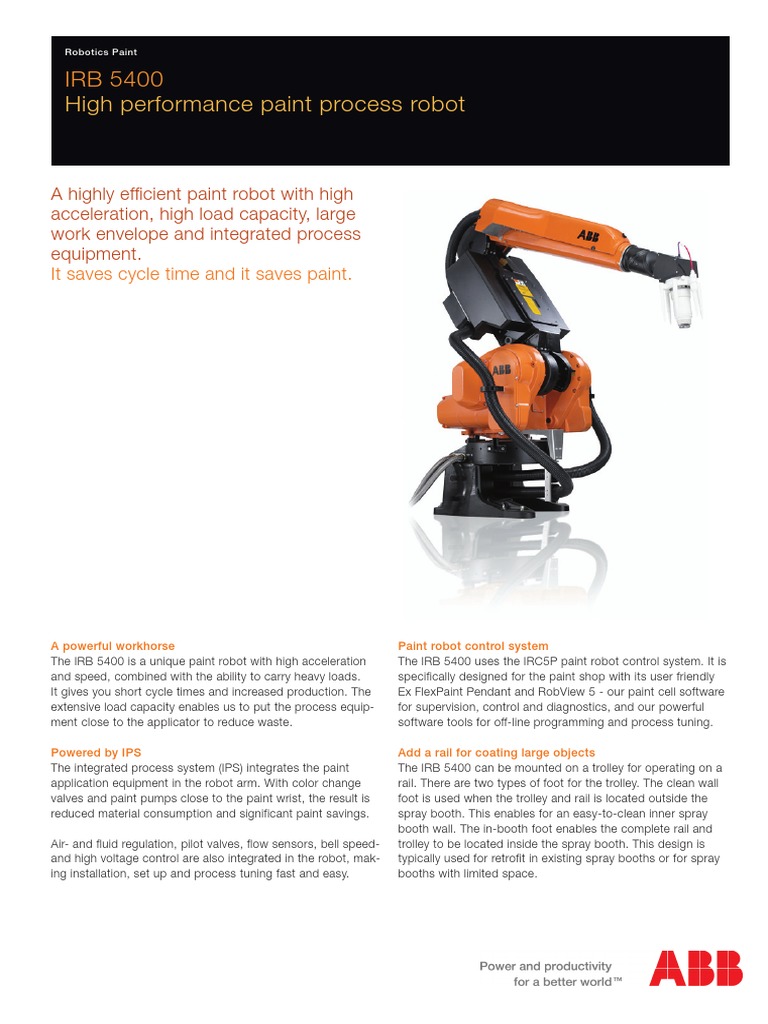 IRB 5400 Process Datasheet | PDF | Paint | Manufactured Goods