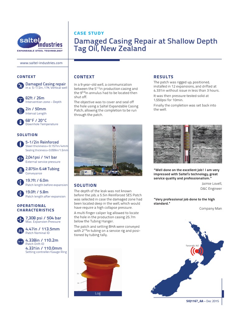 Damaged Casing Repair at Shallow Depth | PDF | Casing (Borehole ...