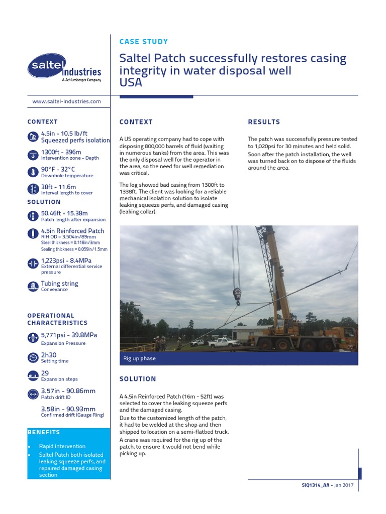 Saltel Patch Successfully Restores Casing | PDF | Casing (Borehole ...