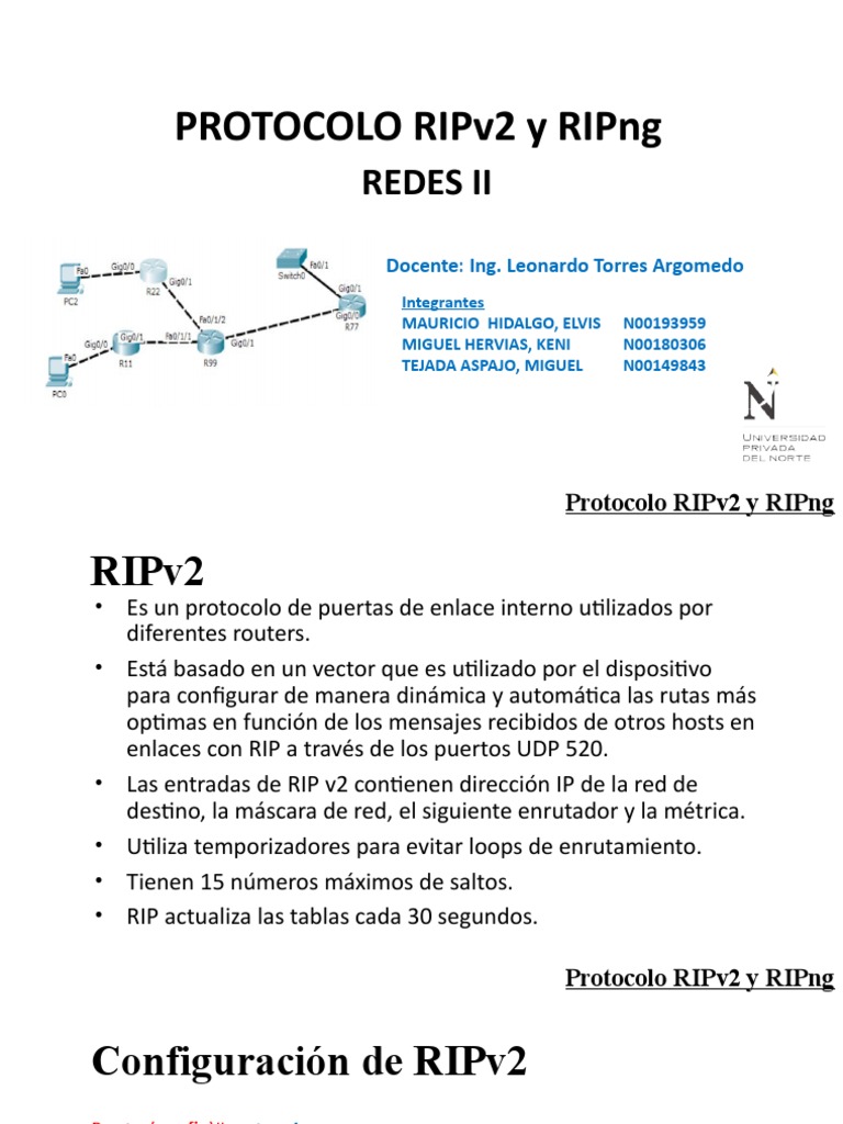 RIPv2 y RIPng-Grupo2 | PDF | Enrutador (Computación) | Red de computadoras