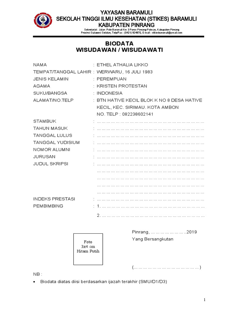 Biodata Wisudawan | PDF