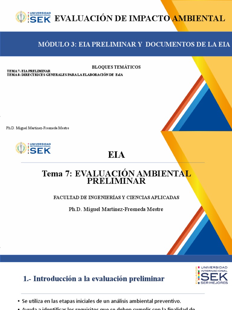 Evaluación de Impacto Ambiental: Módulo 3: Eia Preliminar Y Documentos ...