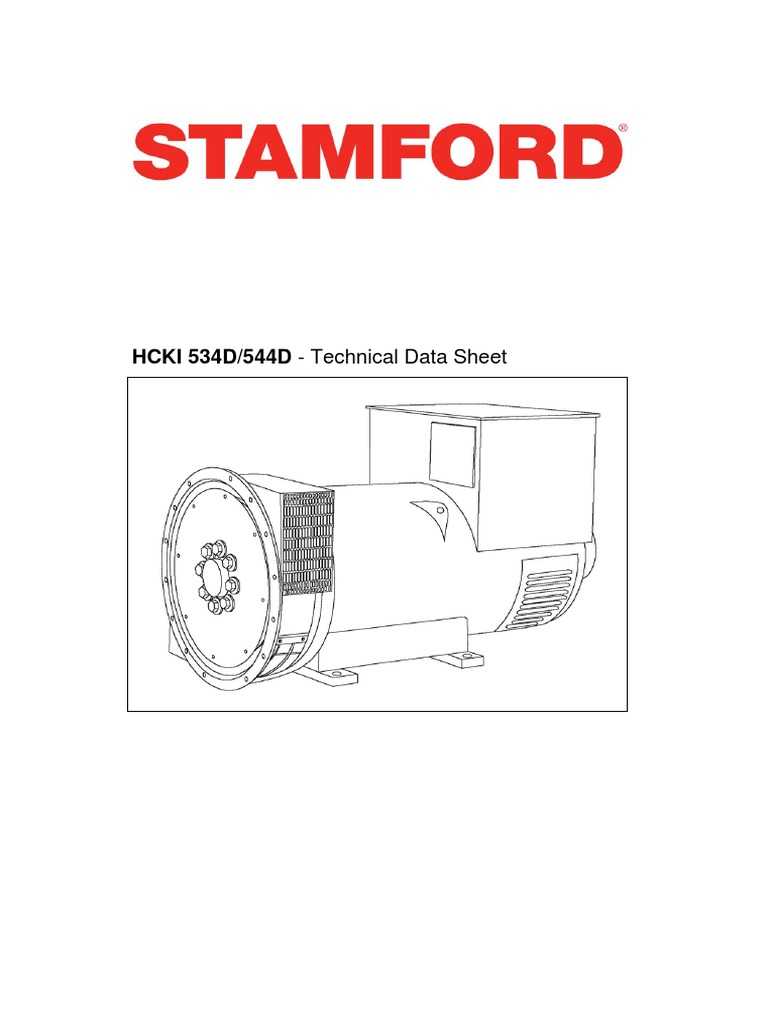 HCKI 534D/544D - Technical Data Sheet | PDF | Electric Generator | Rectifier