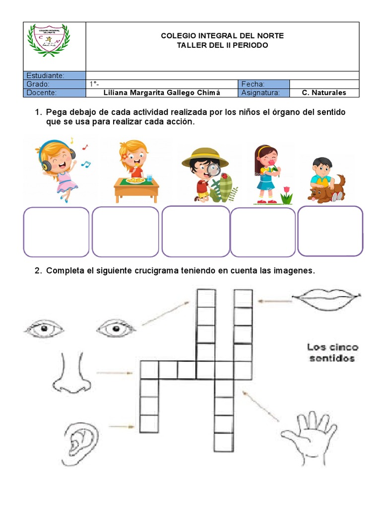 Actividades sobre los Sentidos para Niños | PDF | Estudios de idiomas ...