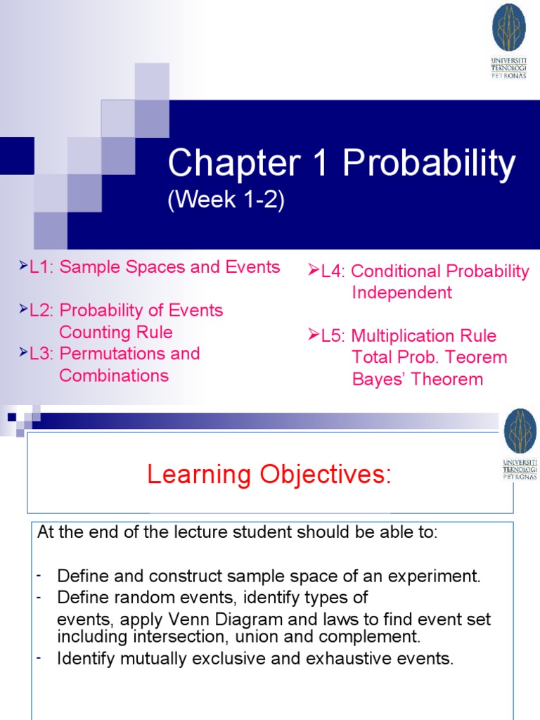 Chapter 1 Probability Week 1 2 Pdf Probability Randomness