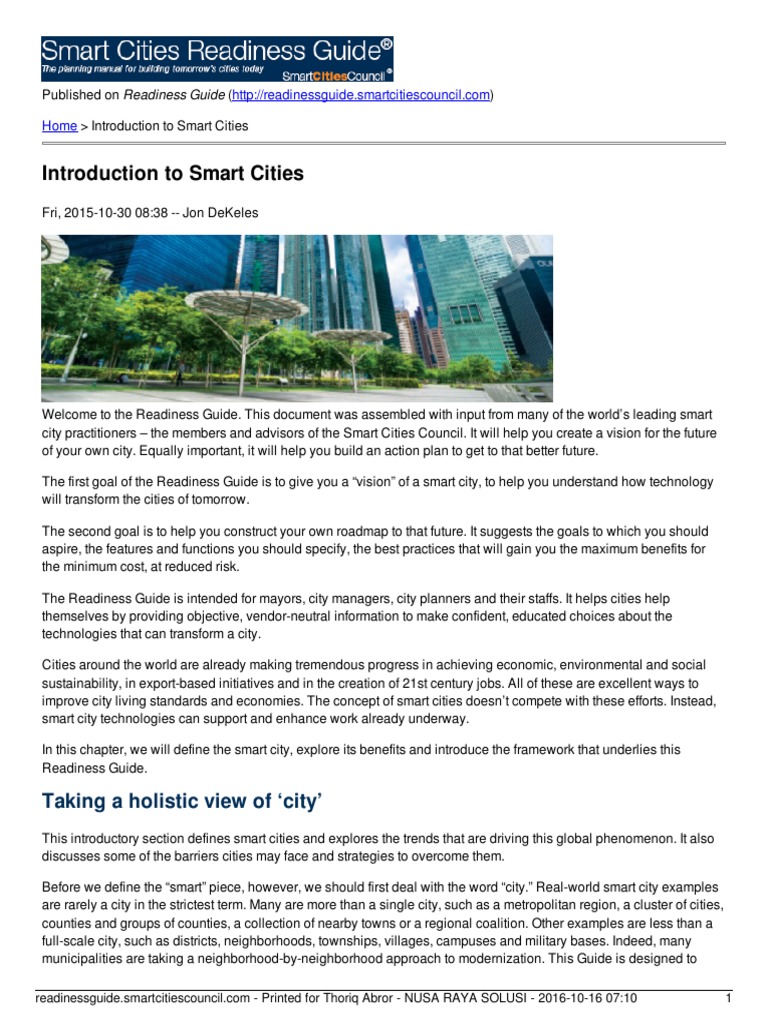 1 Readiness Guide - Introduction To Smart Cities | PDF | Smartphone ...