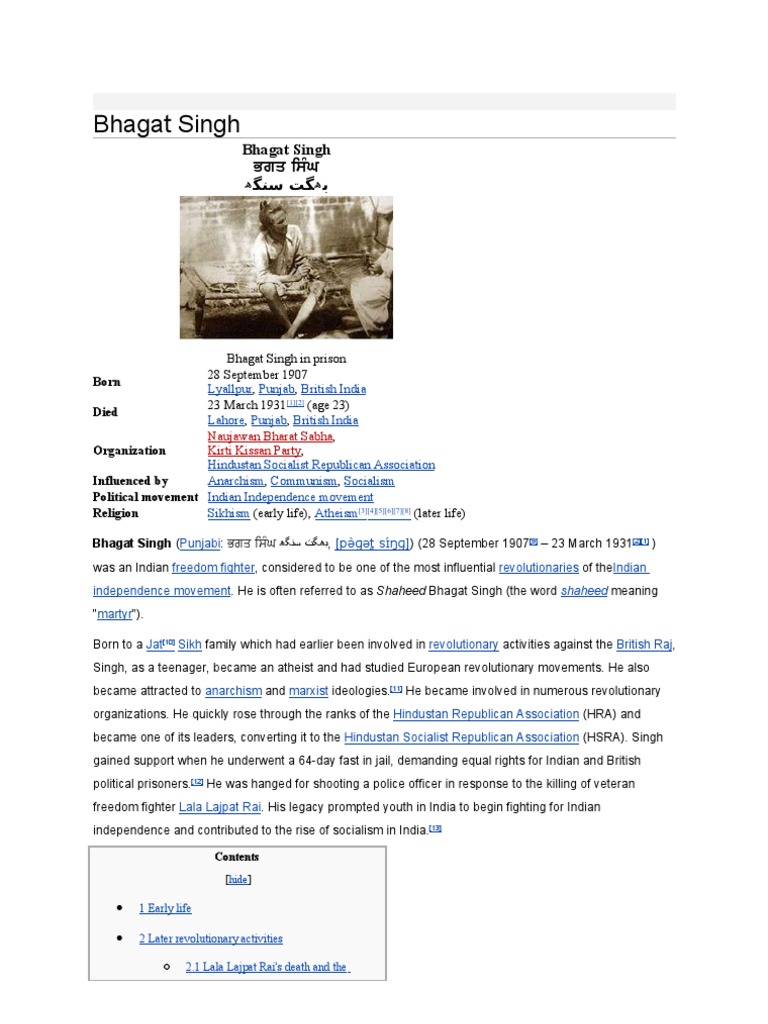 Bhagat Singh ਭਗਤ ਿਸੰਘ گنس تگ ب | PDF | Mahatma Gandhi | Sikhism