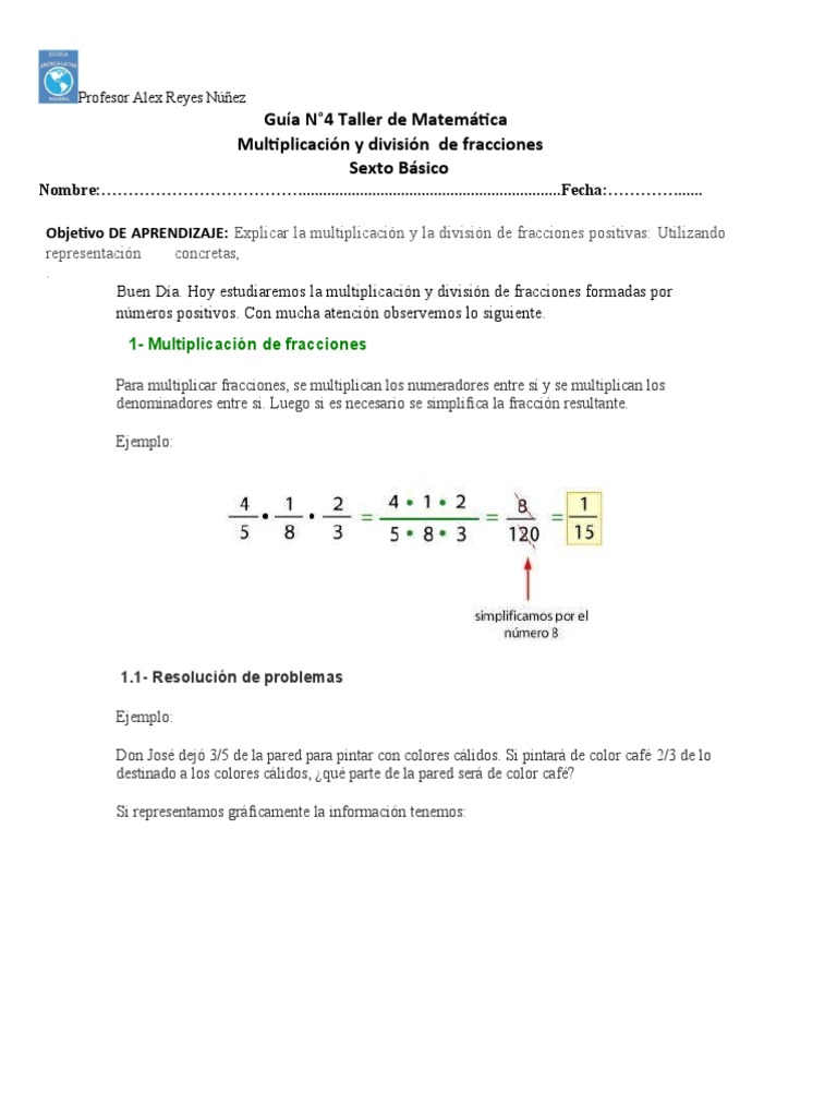 Multiplicación y División de Fracciones | PDF | Números | Enseñanza de ...