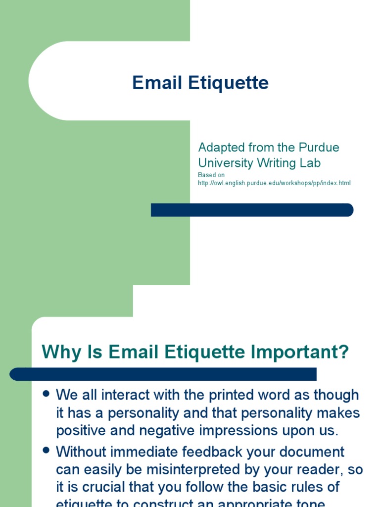 Email Etiquette: Adapted From The Purdue University Writing Lab | PDF ...