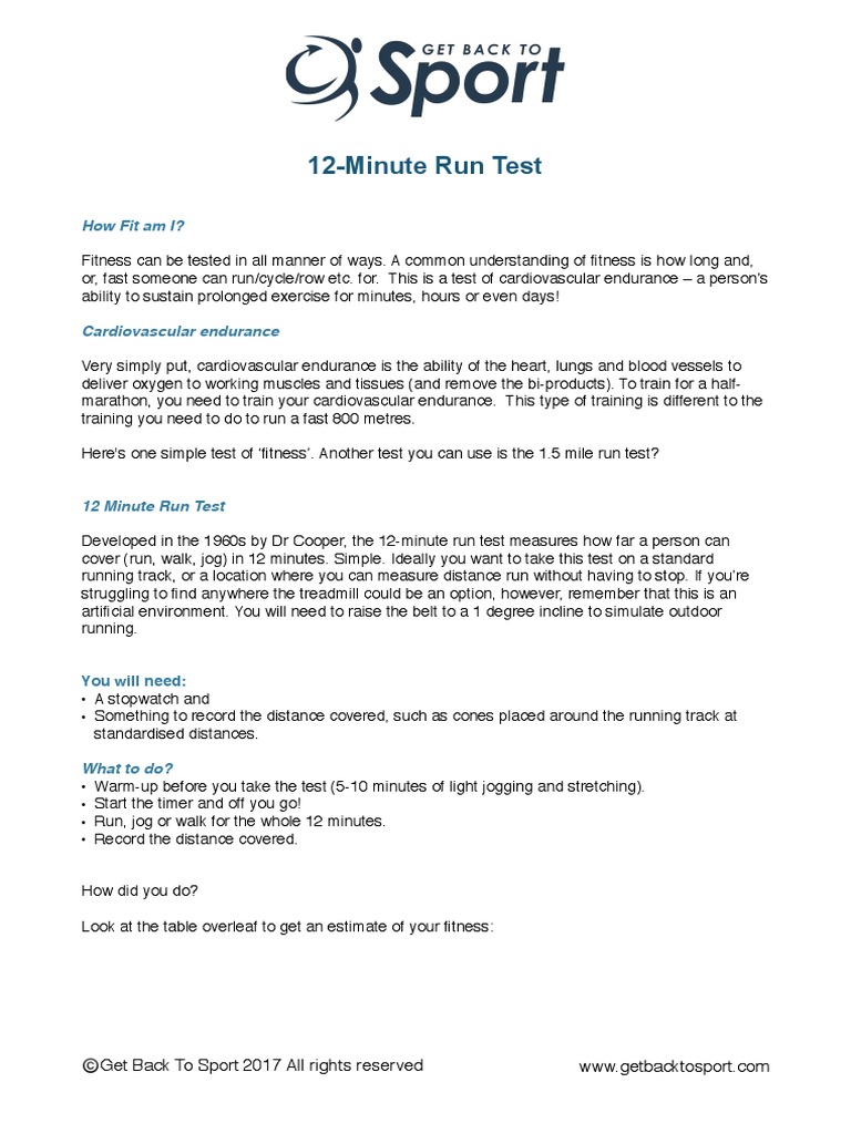 12-Minute Run Test: How Fit Am I? | PDF