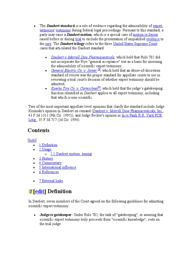 Daubert Standard | PDF | Daubert Standard | Daubert V. Merrell Dow Pharmaceuticals