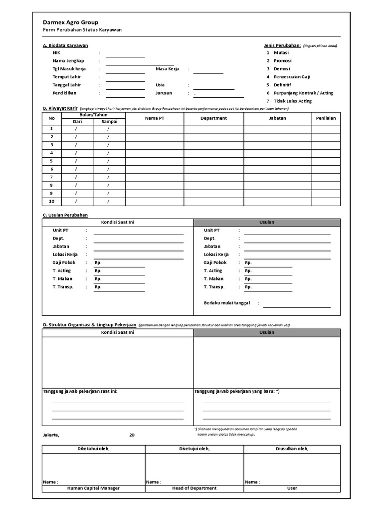 Form-Perubahan Status Karyawan (Master) - 2 | PDF
