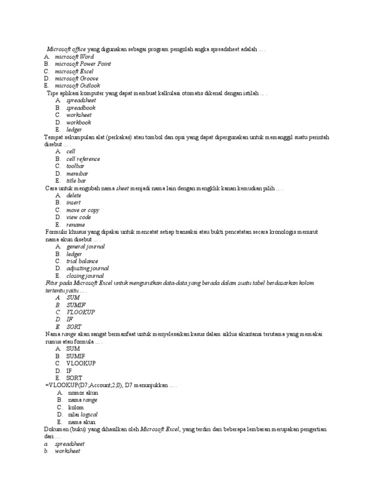Microsoft Office Yang Digunakan Sebagai Program Pengolah Angka ...