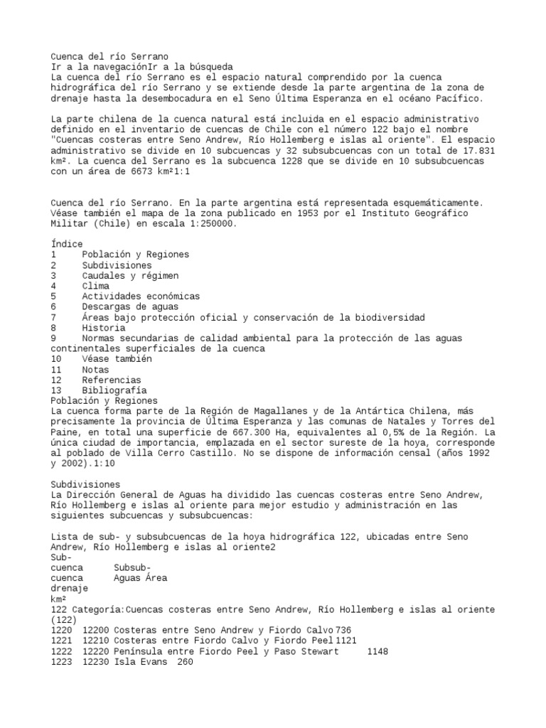 Cuenca Del Río Serrano | PDF | Río | Cuenca de drenaje