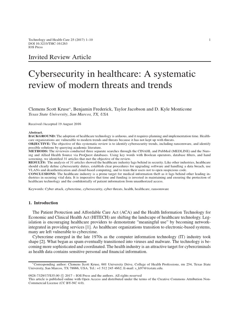 Cybersecurity In Healthcare Pdf Computer Security Security