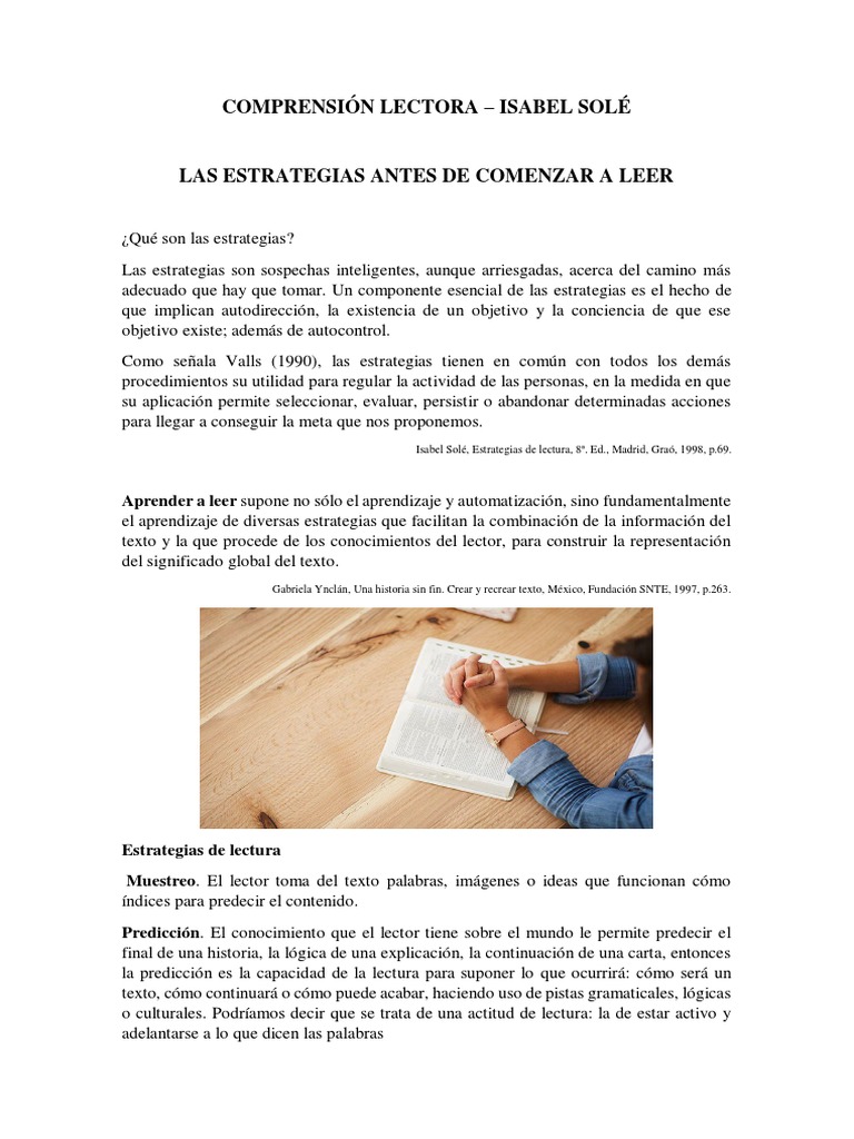Comprensión Lectora-Isabel Solé | PDF | Comprensión lectora | Aprendizaje