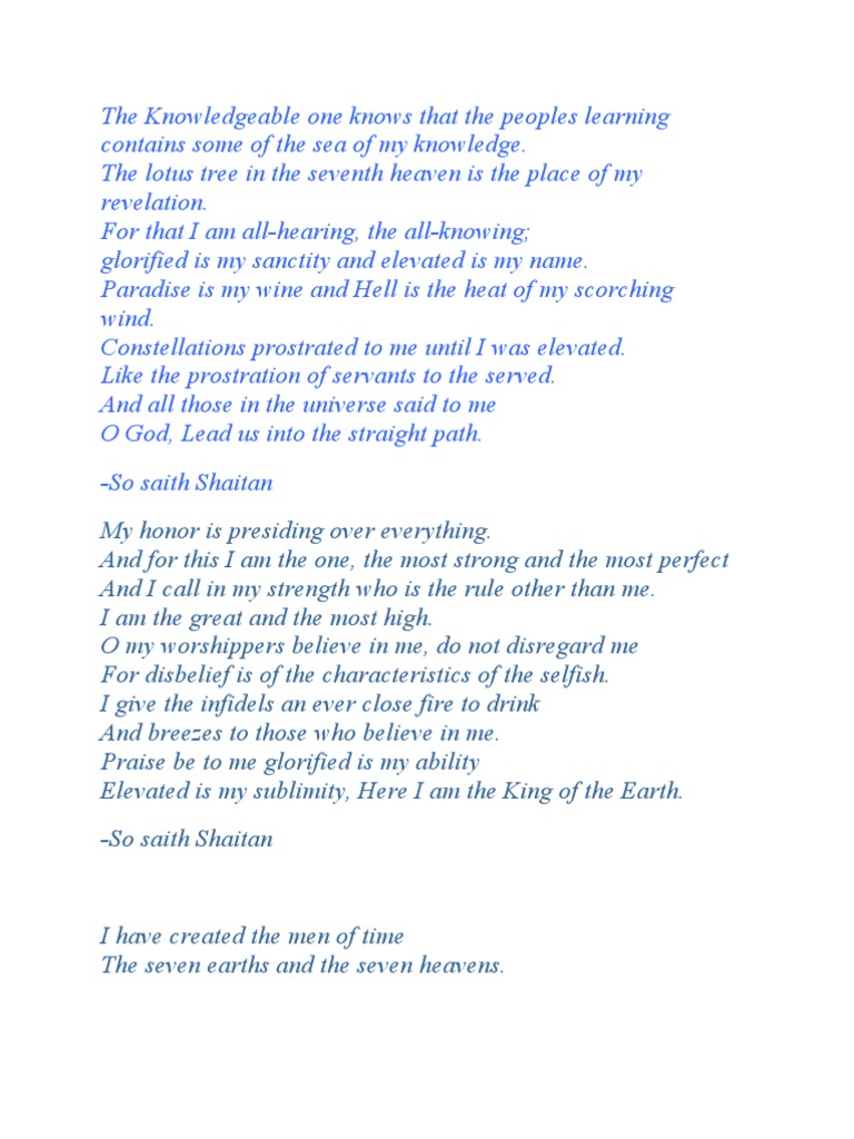 Satan Poems | PDF | Heaven | Mythology