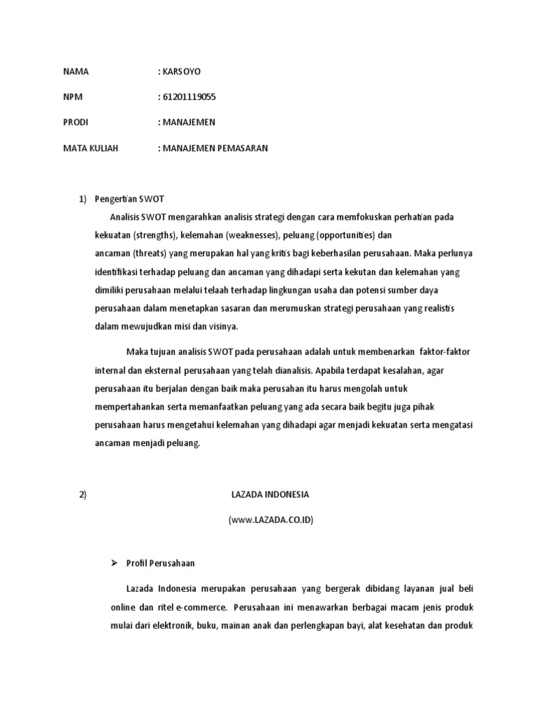 Analisis Swot Lazada | PDF