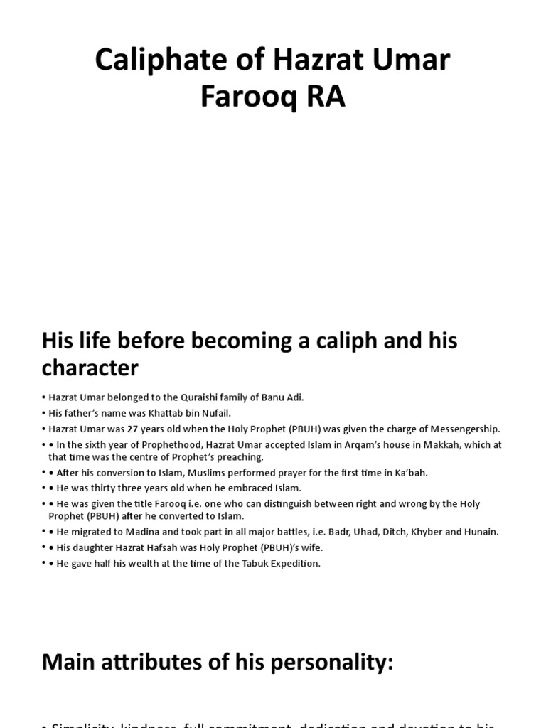 Caliphate of Hazrat Umar Farooq RA | PDF | Umar | Muhammad